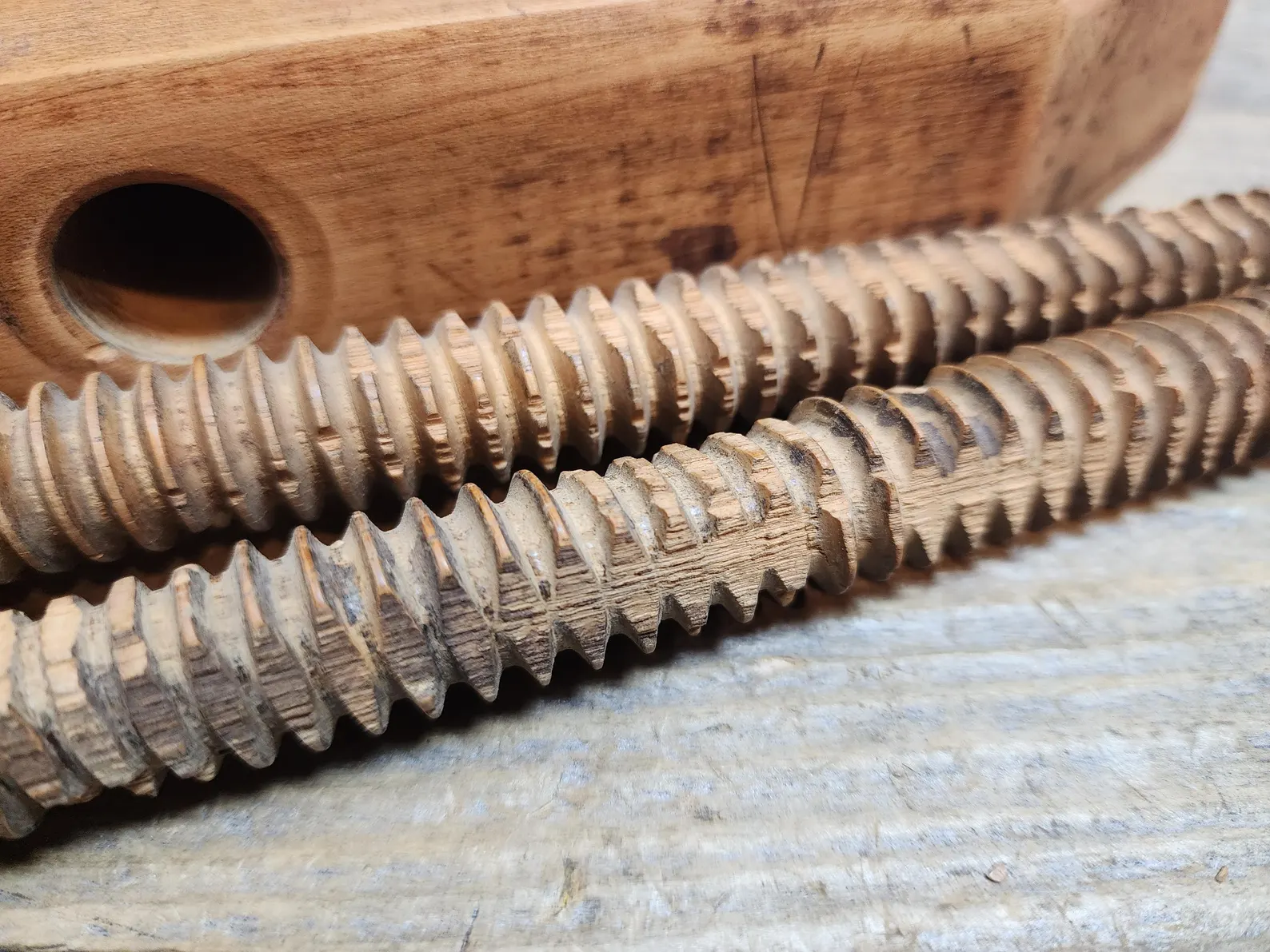 Antique Wooden 12" Parallel Jaw Wood Clamp with Wood Threads - Old ...